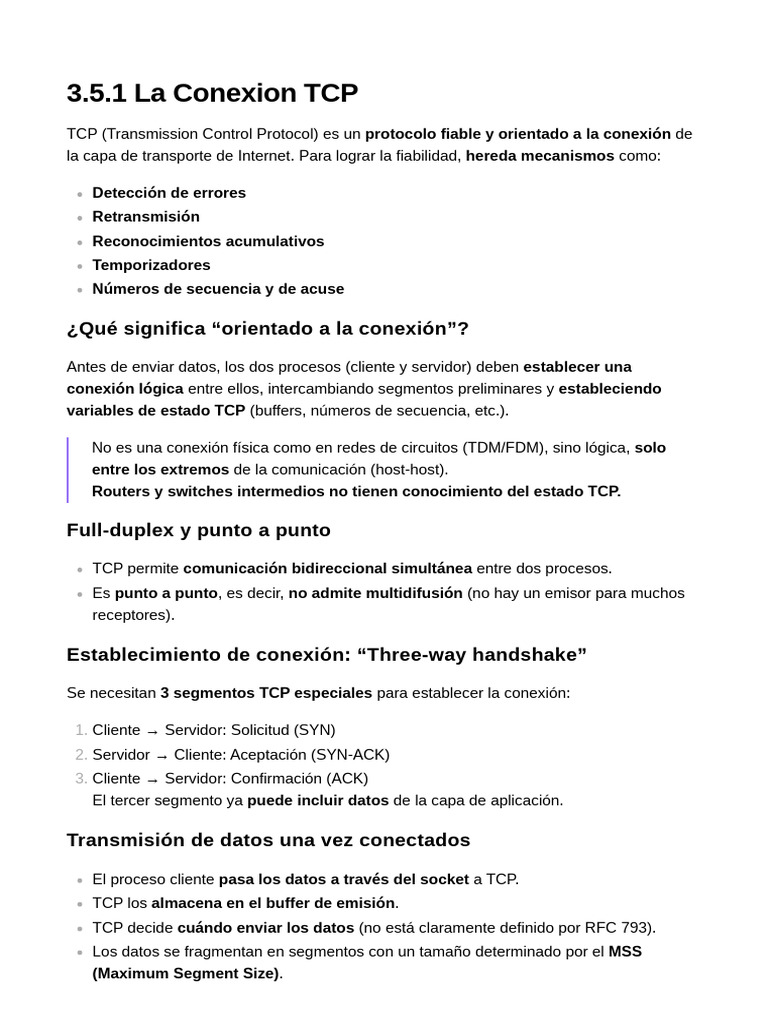 Capitulo 3.5 - Transporte Orientado A La Conexión TCP | PDF | Protocolo de Control de ...