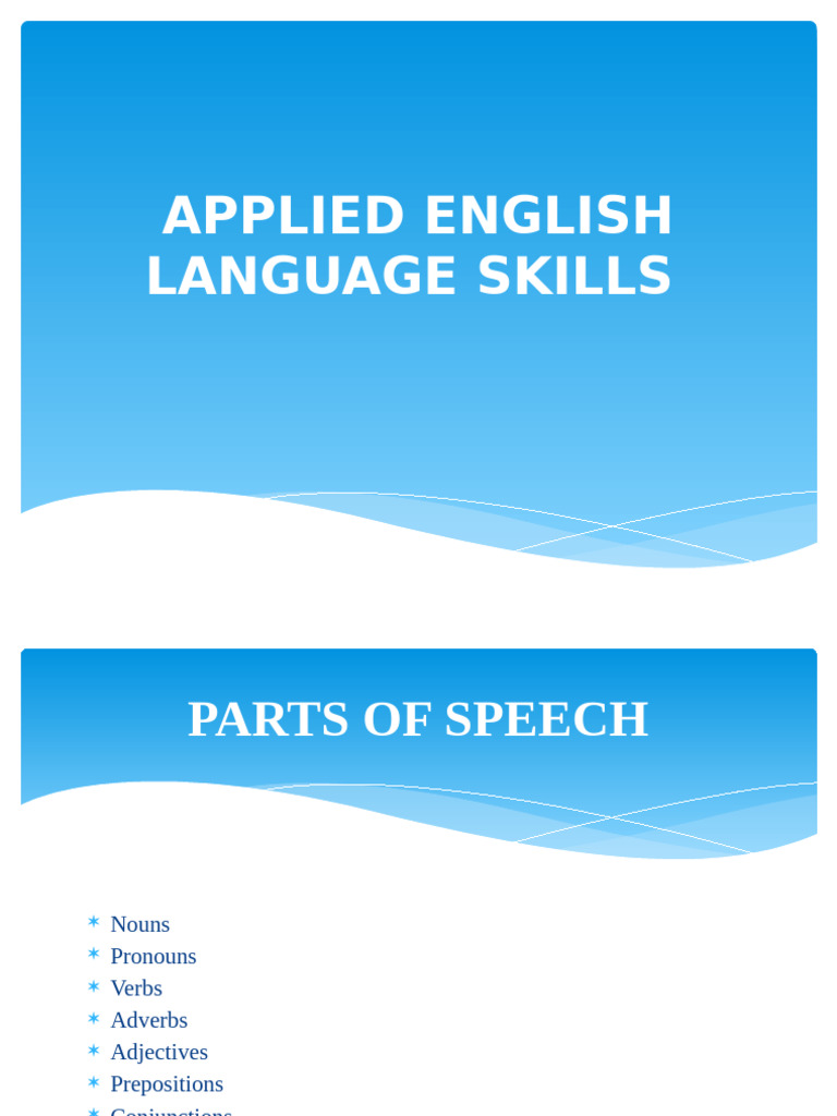 Applied English Language Skills Powerpoint 2023 | PDF | Verb | Noun