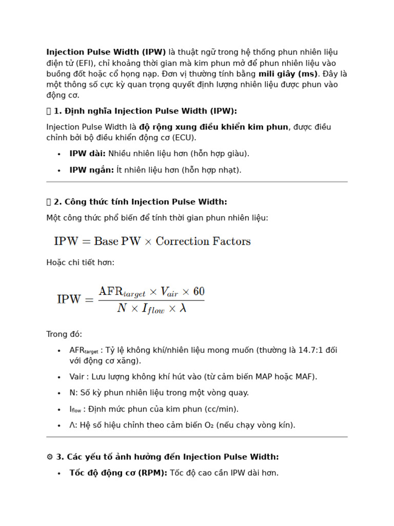 Injection Pulse Width | PDF
