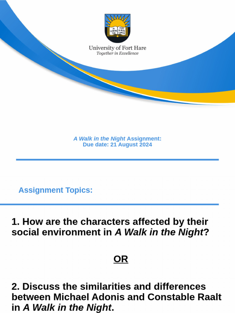 A Walk in the Night Assignment Guide | PDF