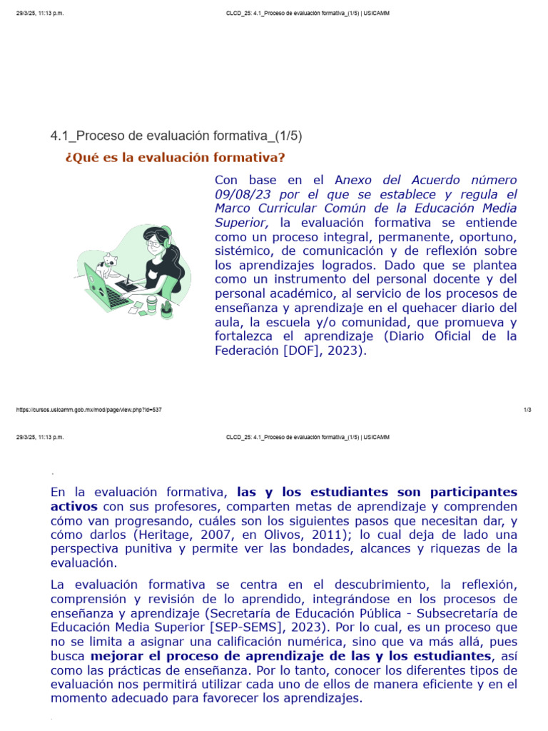 CLCD - 25 - 4.1 - Proceso de Evaluación Formativa - (1 - 5) - USICAMM | PDF | Evaluación | Enseñando