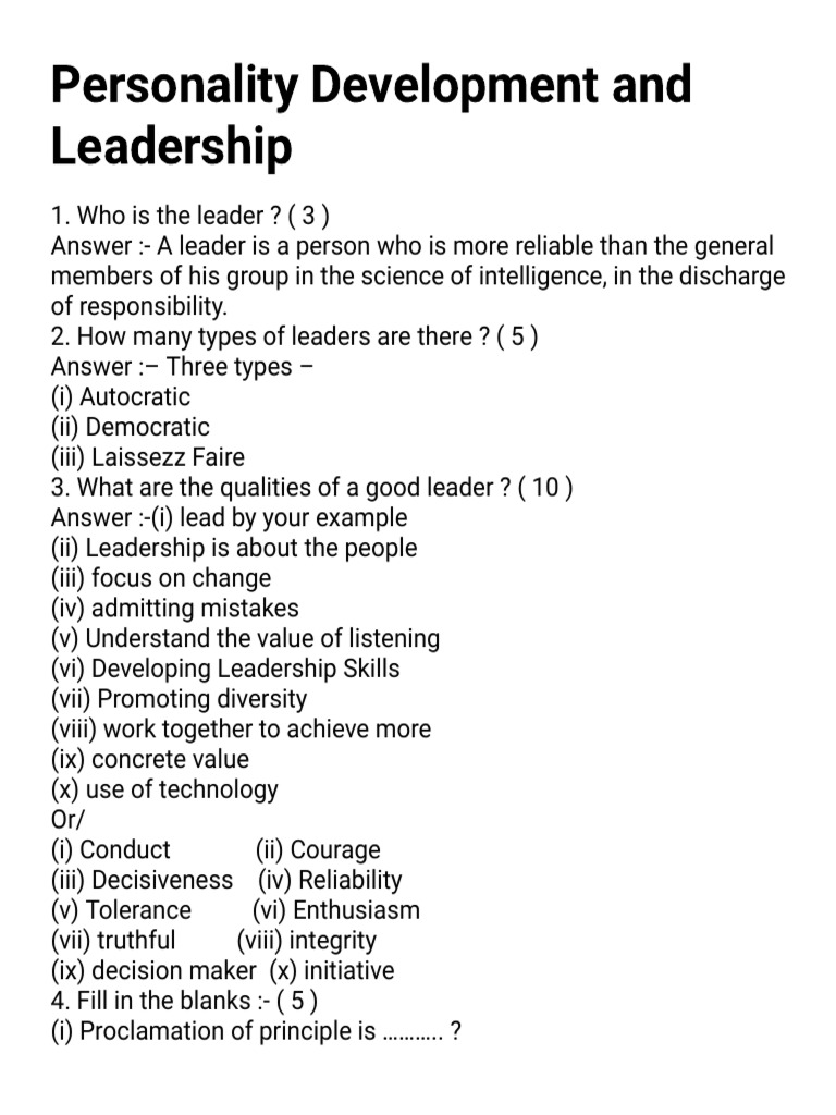 Leadership Qualities and Personality Development | PDF | Motivational ...