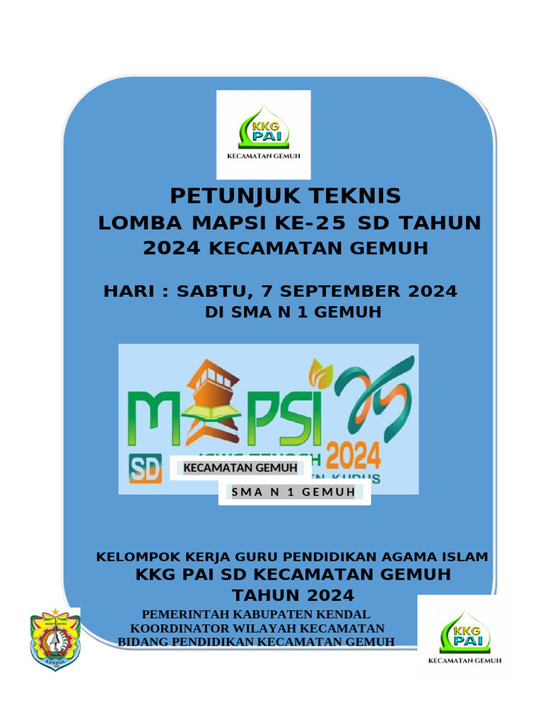 Juknis Lomba Mapsi Ke-25 Kec. Gemuh Th. 2024 | PDF