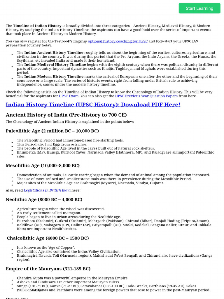 History of India_ Ancient, Medieval & Modern History Timeline | PDF