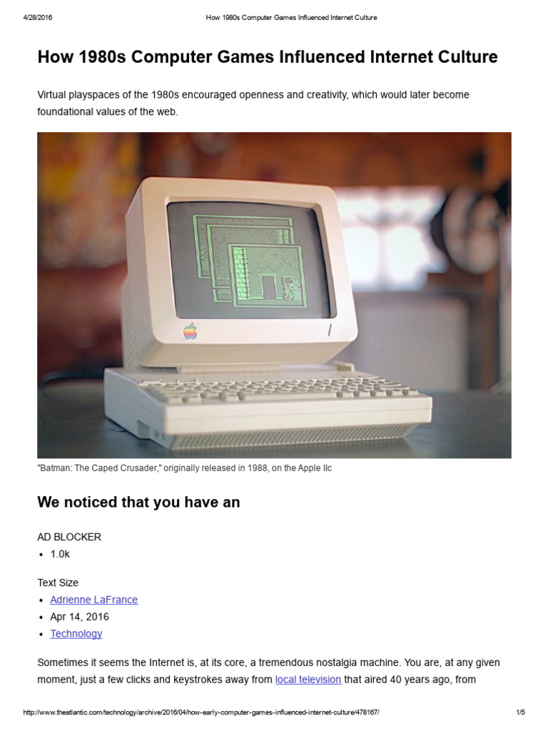 How Early Computer Games Influenced Internet Culture - The Atlantic ...