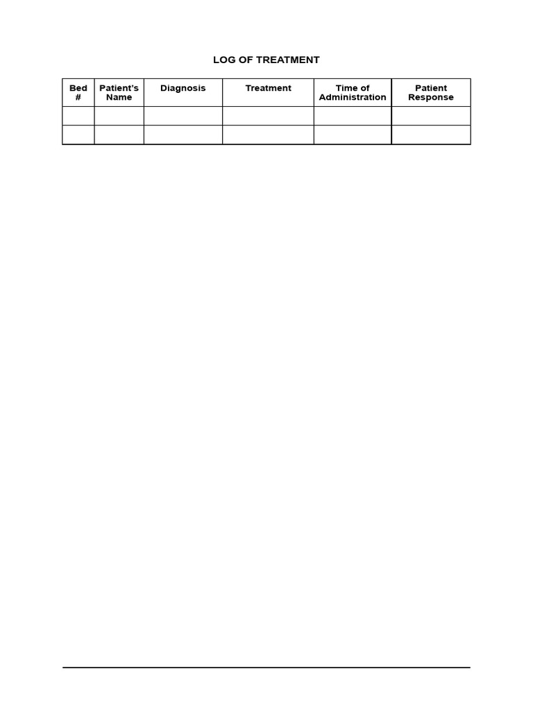Treatment Log for Patient Care | PDF