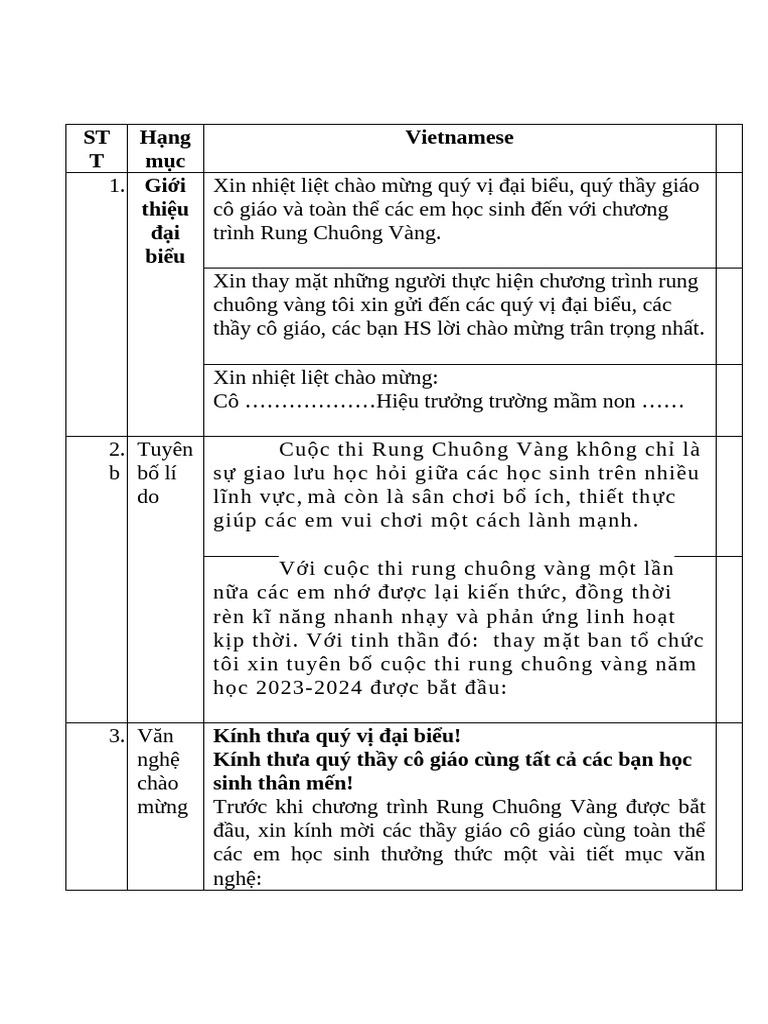 Kịch bản dẫn RCV Lucas1 | PDF