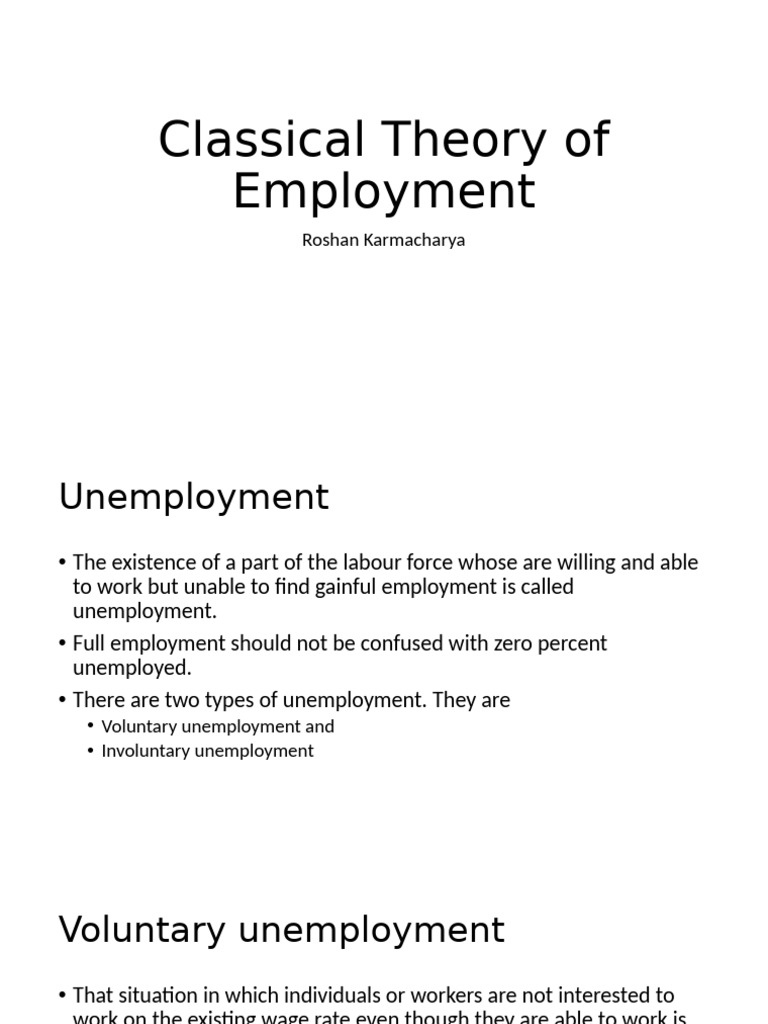 Classical Theory of Employment | PDF | Unemployment | Economics