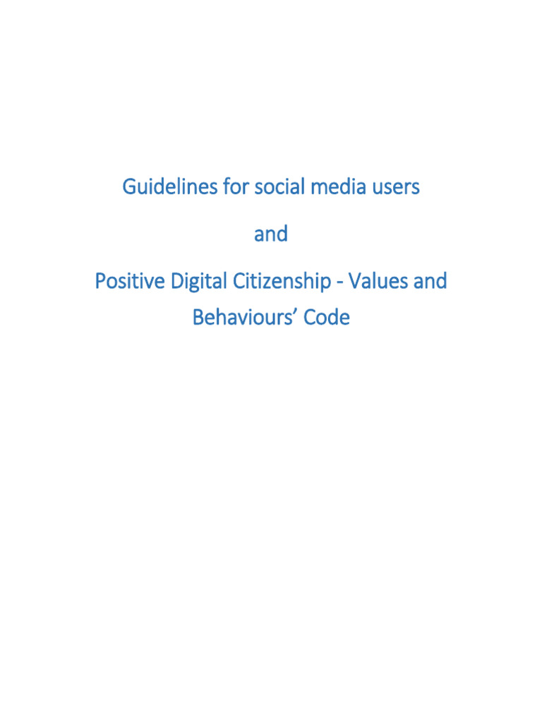 Guidelines For Social Media Users and Positive Digital Citizenship ...