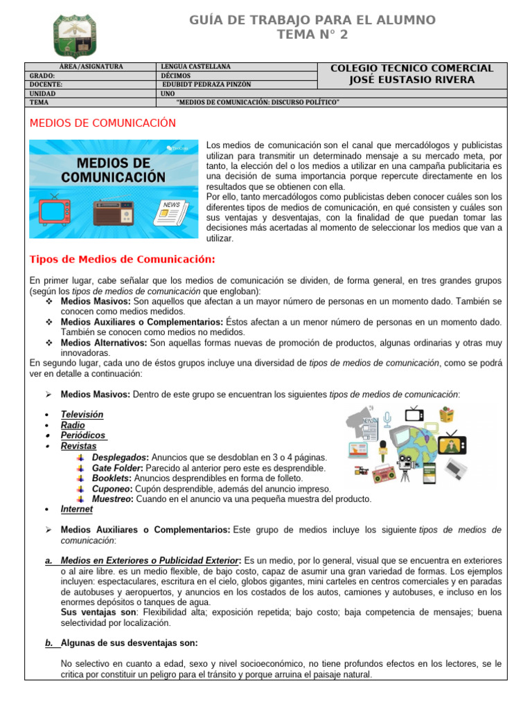 Medios de Comunicación | PDF | Hablar en público | Comunicación