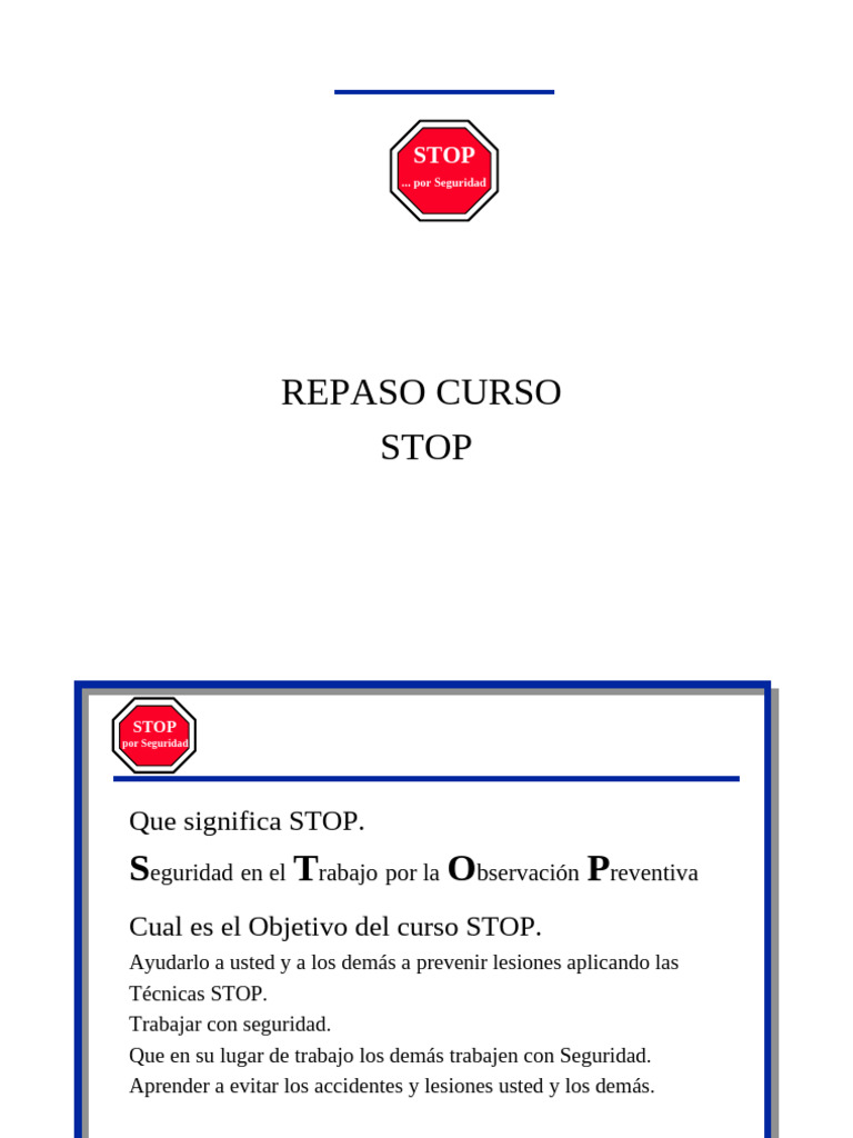 Curso STOP: Prevención de Lesiones Laborales | PDF