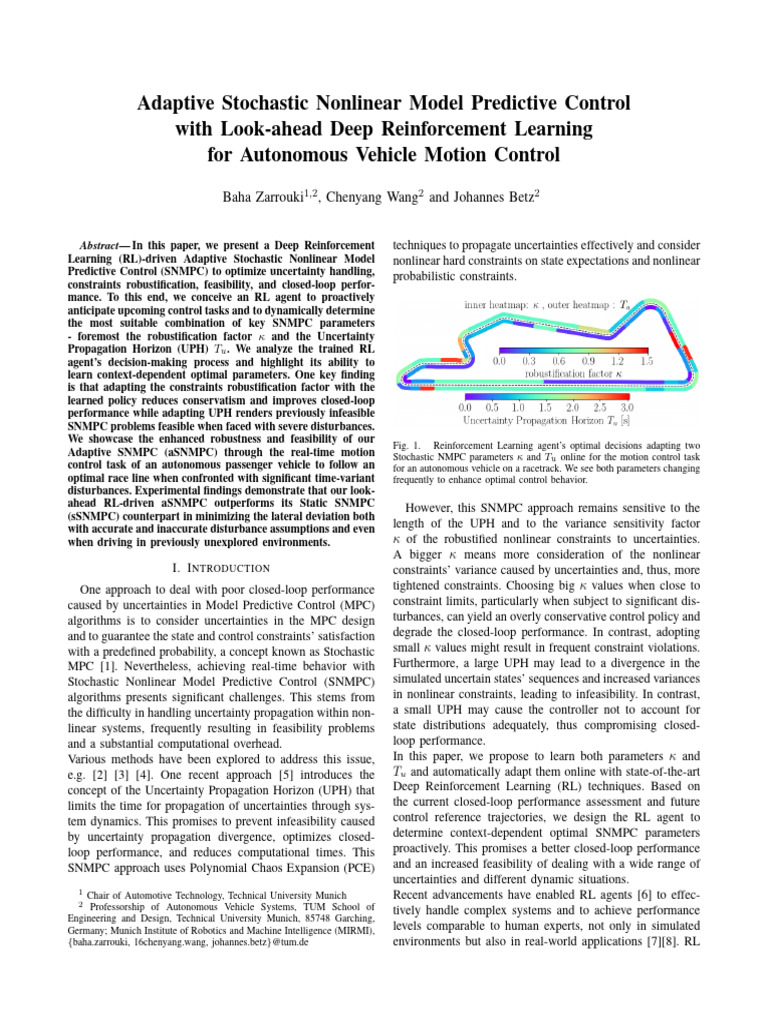 Adaptive Stochastic Nonlinear Model Predictive Control With Look-Ahead Dee | PDF | Mathematical ...