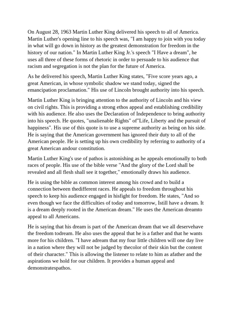 I Have A Dream Ethos Pathos Logos | PDF