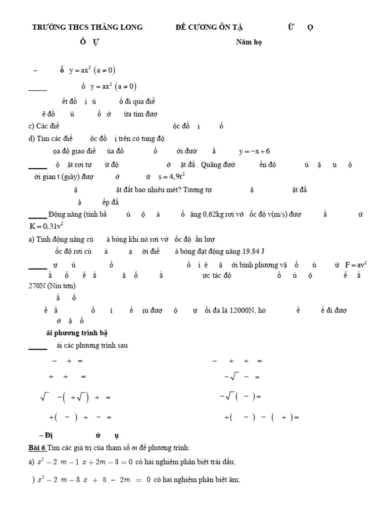 De Cuong Giua Ky 2 Toan 9 Nam 2024 2025 Truong Thcs Thang Long Ha Noi | PDF