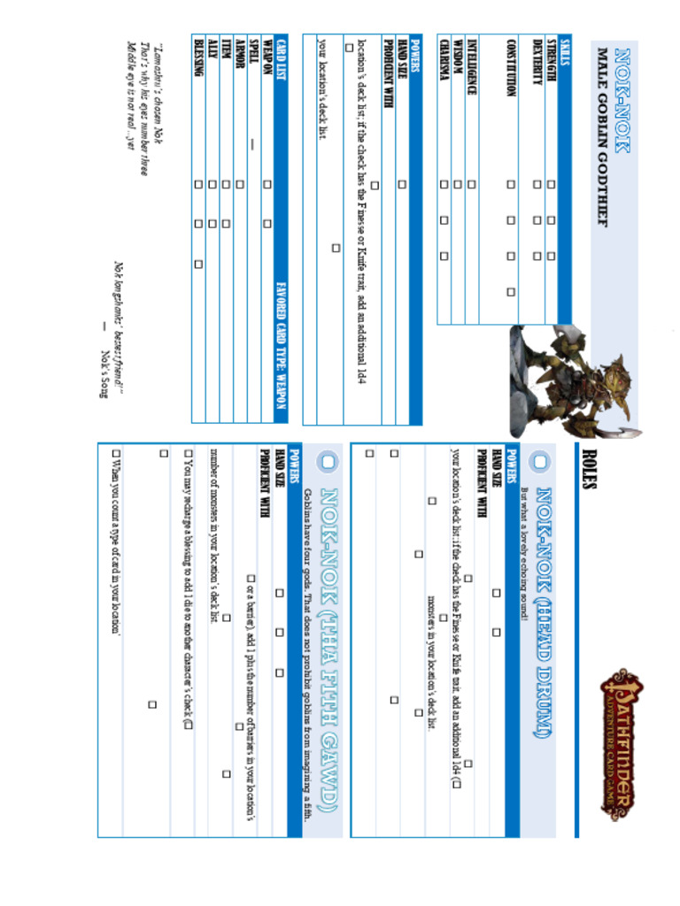 Goblin Character Sheets for RPGs | PDF