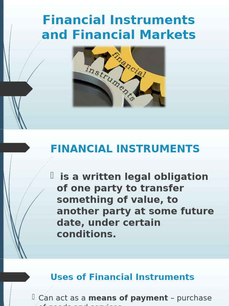 Financial Instruments and Financial Markets | PDF | Financial Markets ...