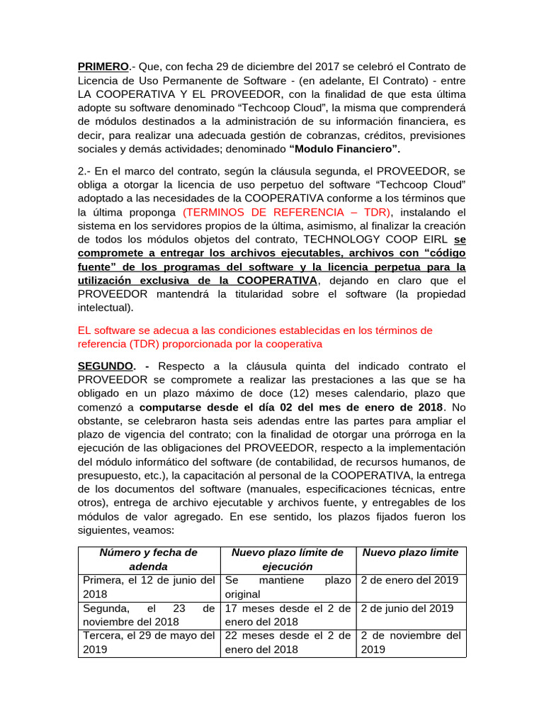 Contrato de Licencia de Software Techcoop | PDF | Software | Soporte ...