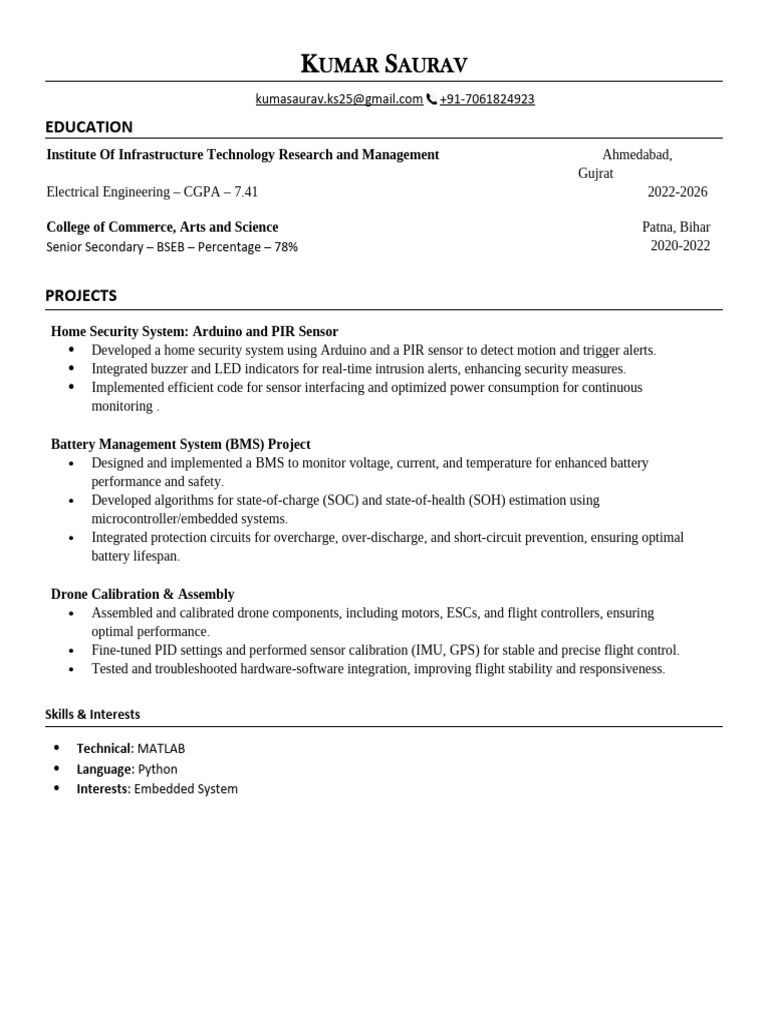 Accessible MCS Resume Template Bullet Points | PDF