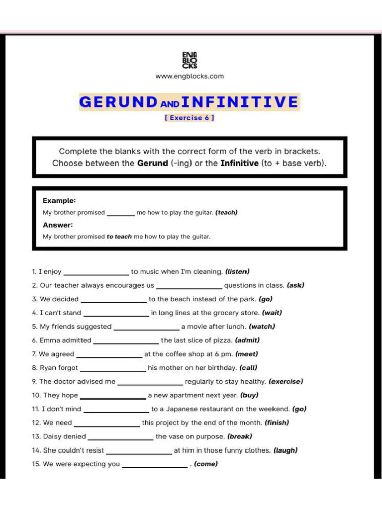Gerund and Infinitive — Exercise 6 _ ESL Worksheets - Google Chrome 4-1 ...