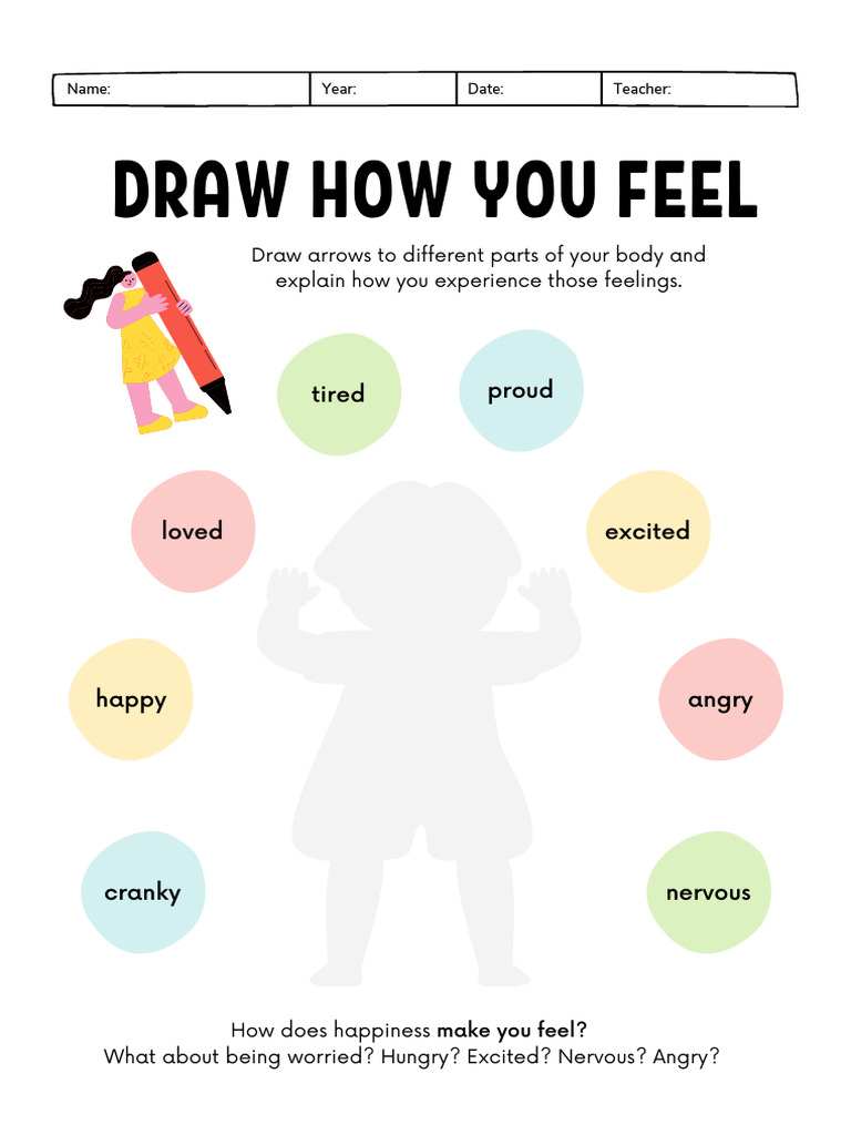 Draw Your Emotions Printable Worksheet | PDF