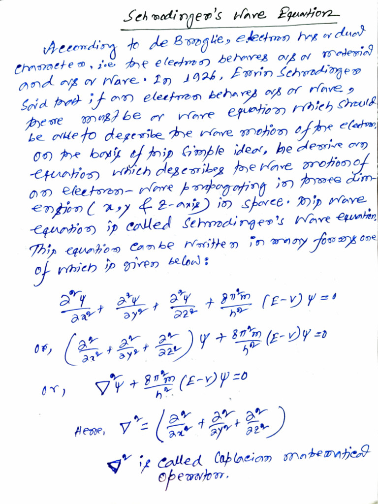 U-1 - Schrodinger Wave Equation | PDF
