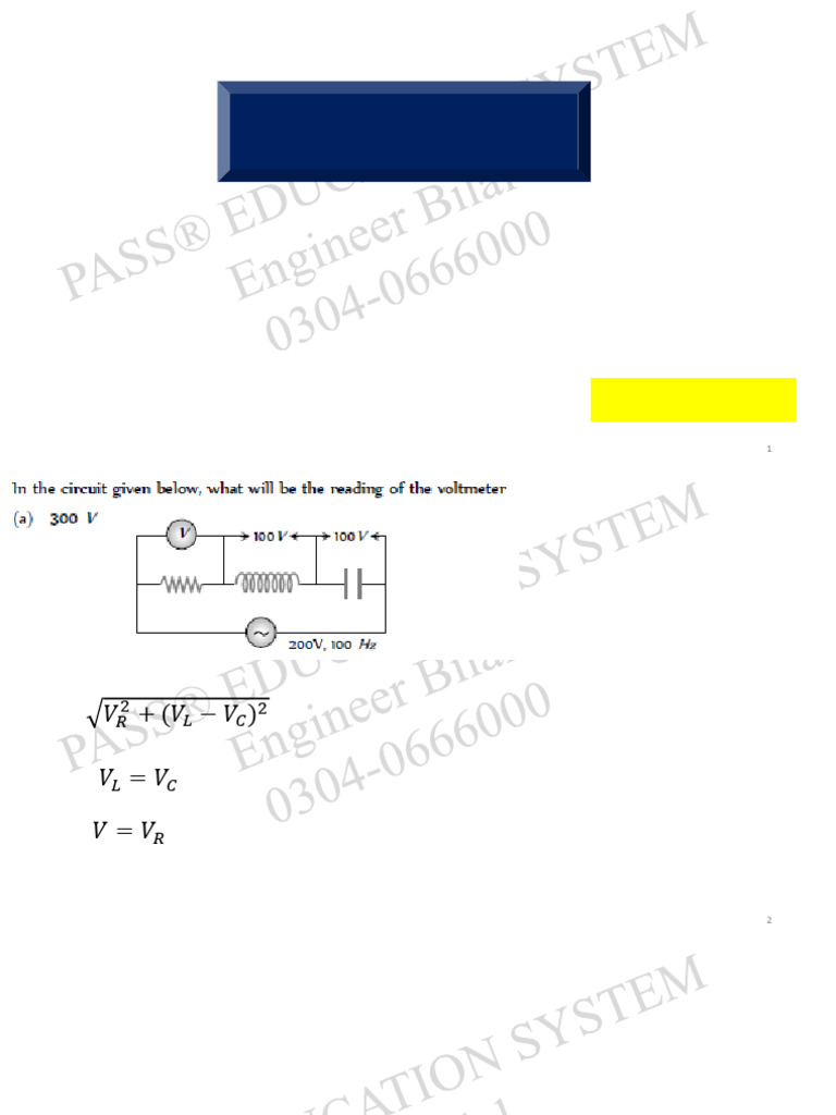 Alternating Current Work Sheet | PDF | Inductor | Inductance