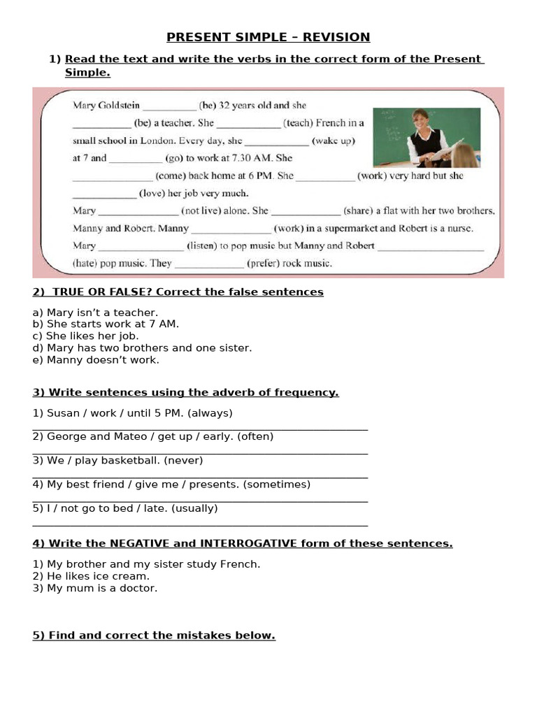 Present Simple Revision + The Time | PDF