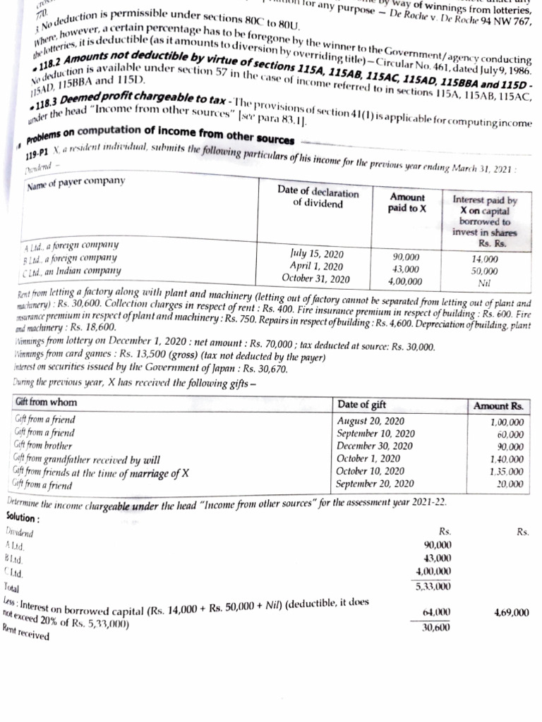 Income from Other Sources: Tax Computation | PDF | Tax Deduction | Income