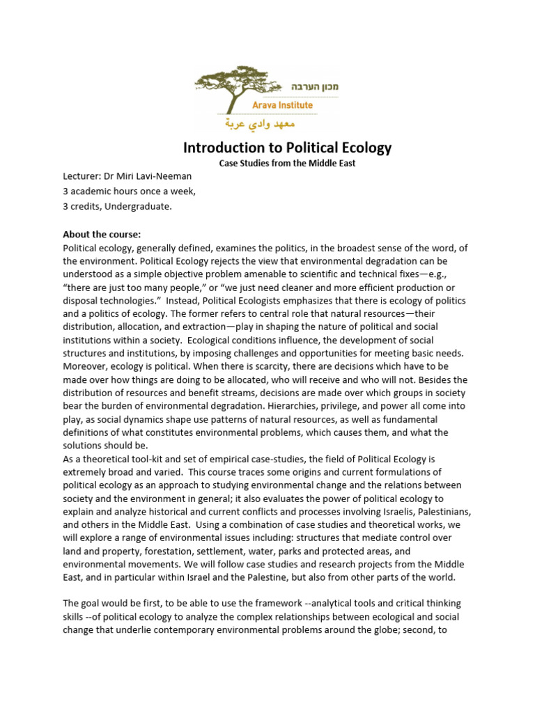 Introduction To Political Ecology | PDF | Ecology | Critical Thinking