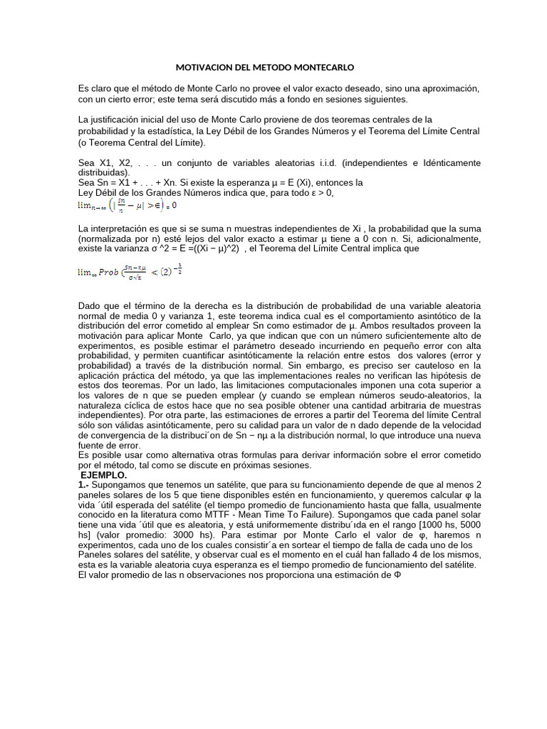 MOTIVACION DEL METODO MONTECARLO (1) | PDF | Distribución normal | Teoría estadística