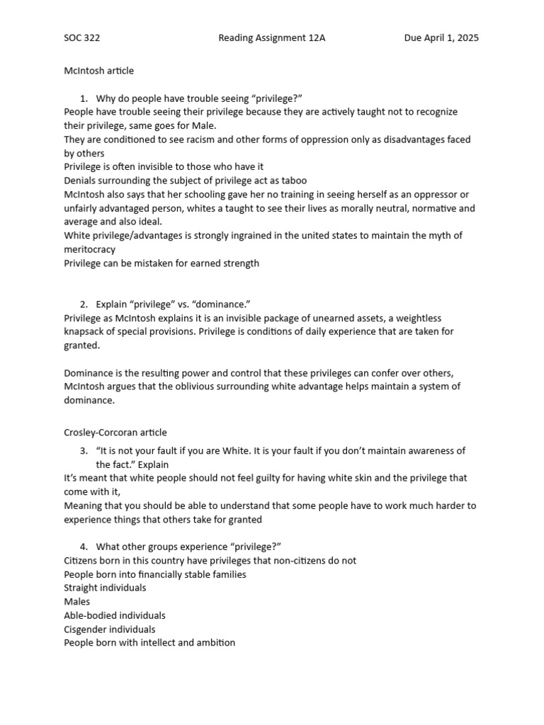 12A Reading Assignment | PDF | Injustice | Social Psychology