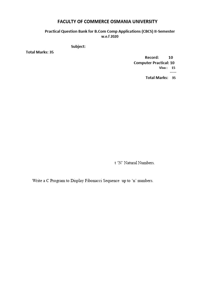 Programming With Cbcs Ii Sem Patrical Question Bank Pdf String Computer Science Pointer