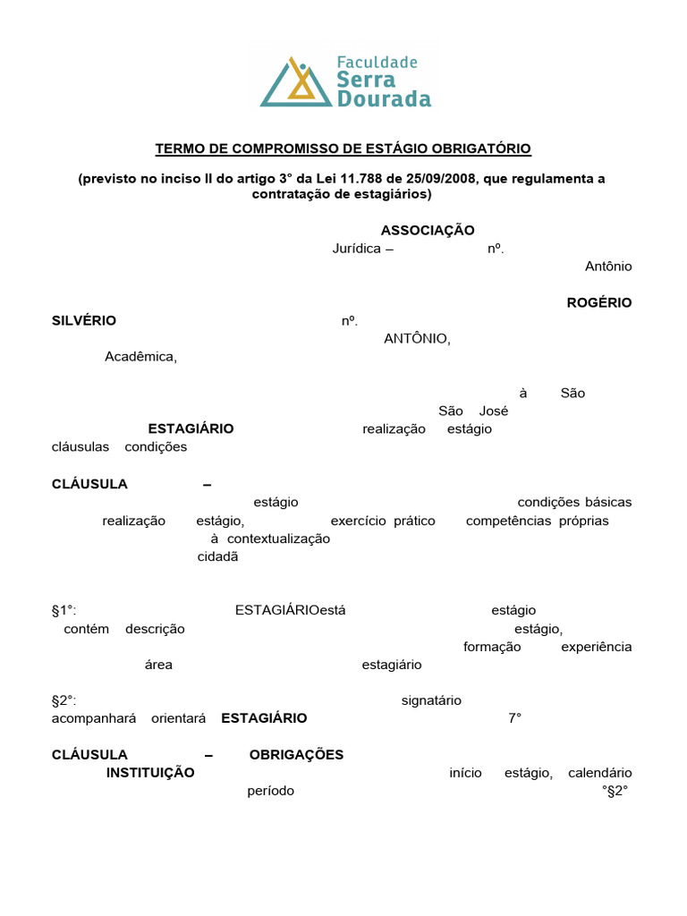 Termo de Compromisso de Estágio - Eduardo Marcelo Mariano Pinheiro | PDF | Privacidade de ...
