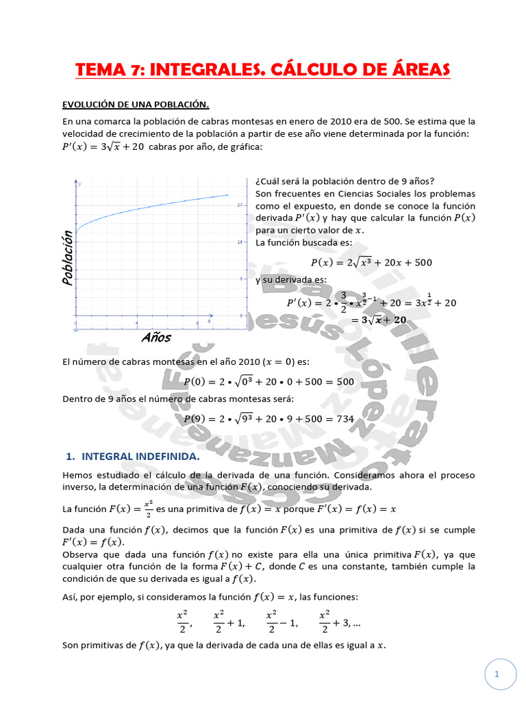 Tema 7 Integrales | PDF | Integral | Derivado
