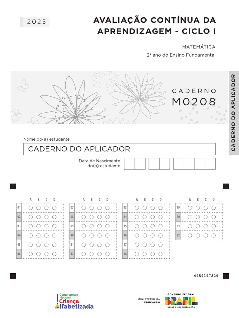 Prova Caed 2025 2 Ano Aplicador Matematica M0208 - APLIC | PDF