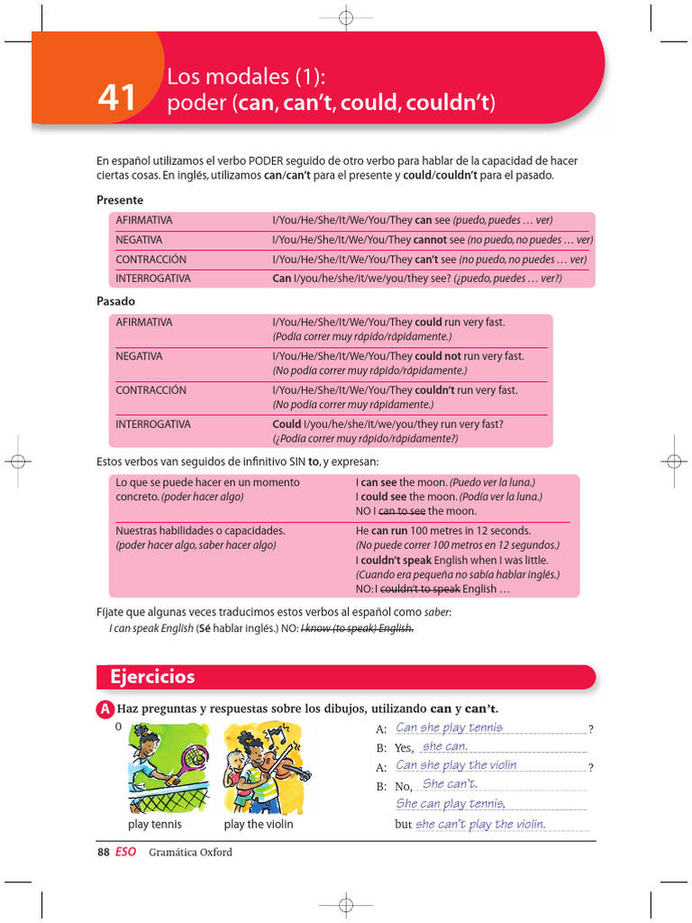 Ficha Ejercicios Verbos Modales | PDF