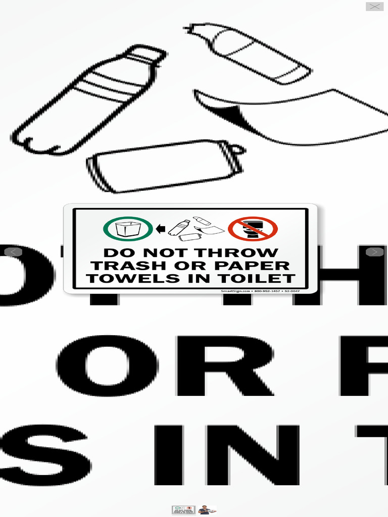 Do Not Throw Trash or Paper Towels in Toilet Sign, SKU S2-0047 | PDF ...