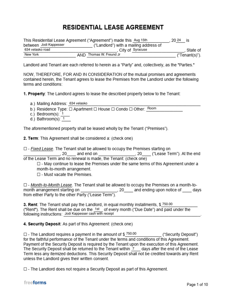 Residential Lease Agreement Template | PDF | Leasehold Estate | Lease