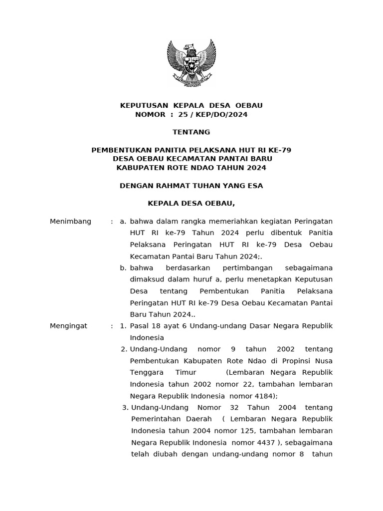 SK PANITIA HUT RI KE-79 | PDF