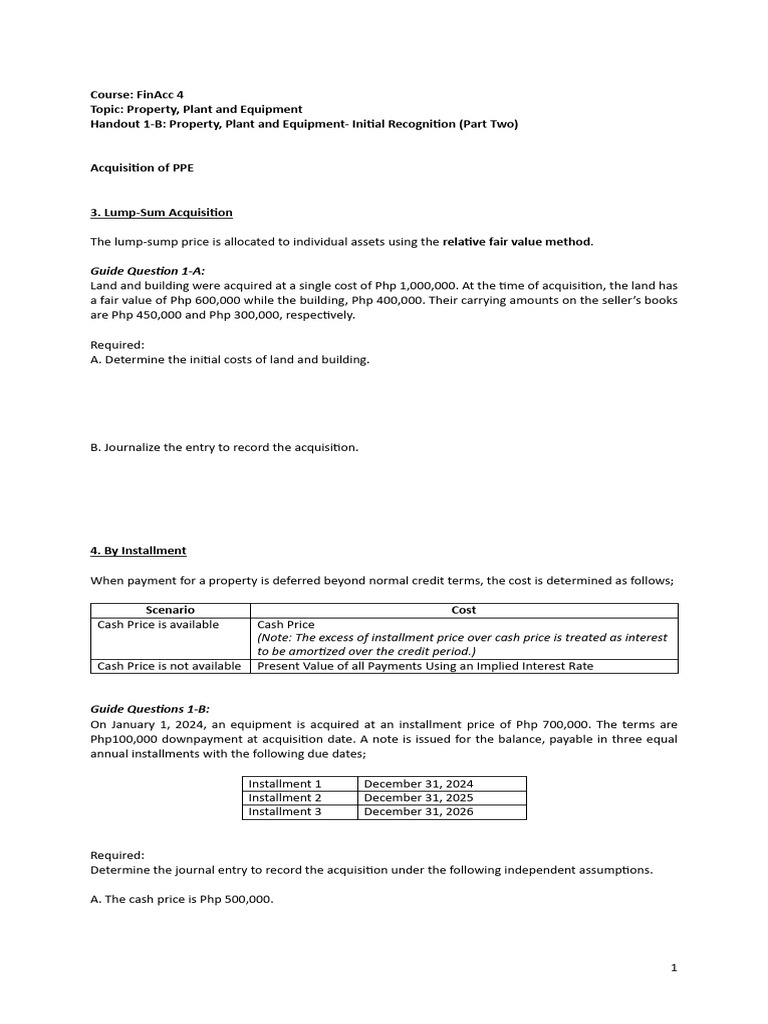 PPE Acquisition Methods and Journal Entries | PDF | Bonds (Finance ...