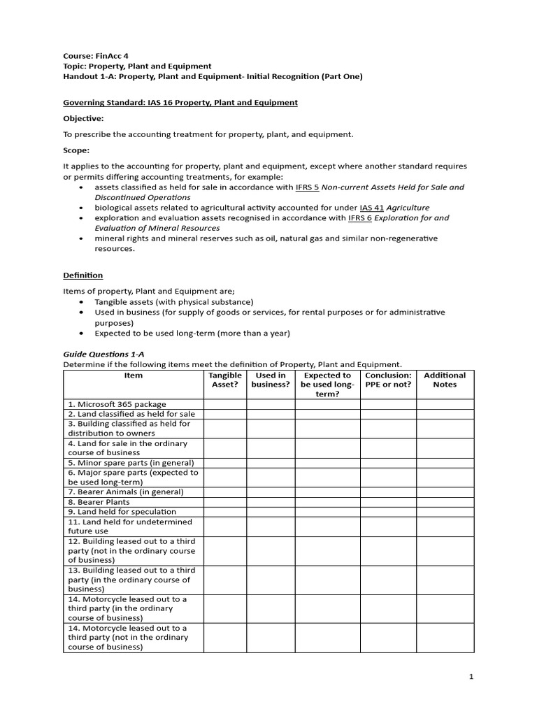 1A - PPE Initial Recognition (Part A) | PDF | Debits And Credits ...