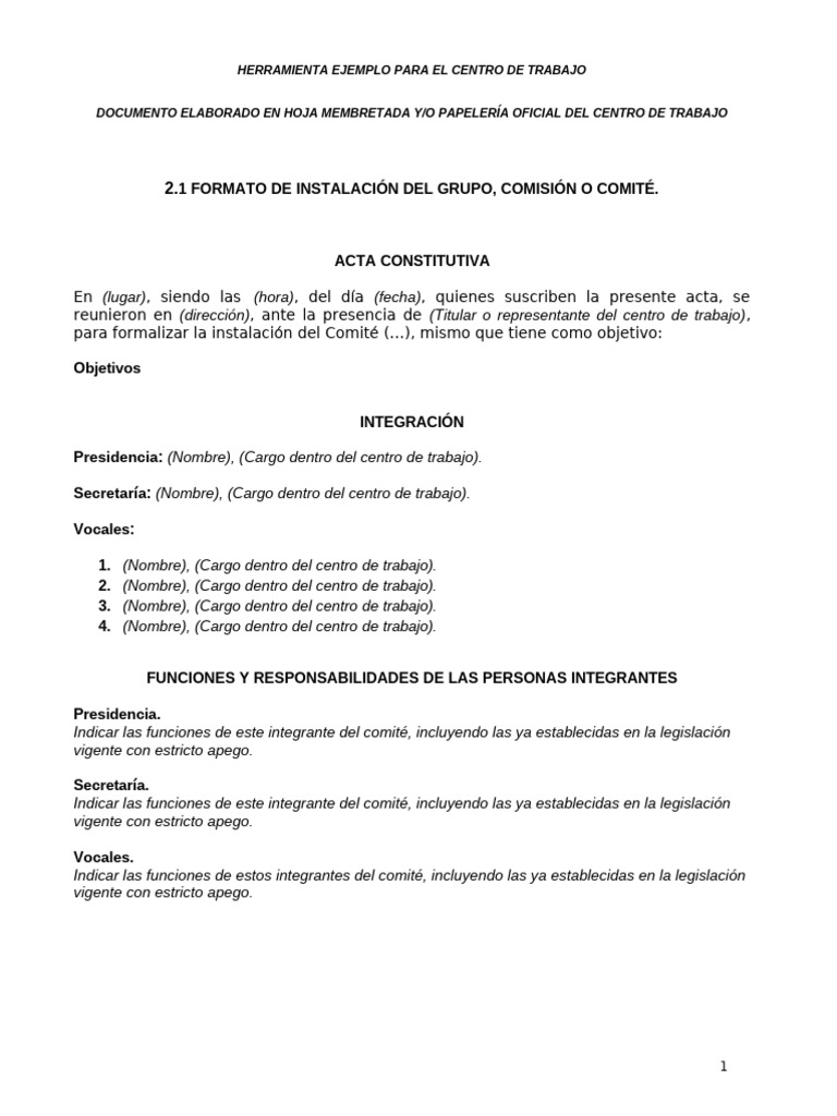 Formato de Acta Constitutiva | PDF