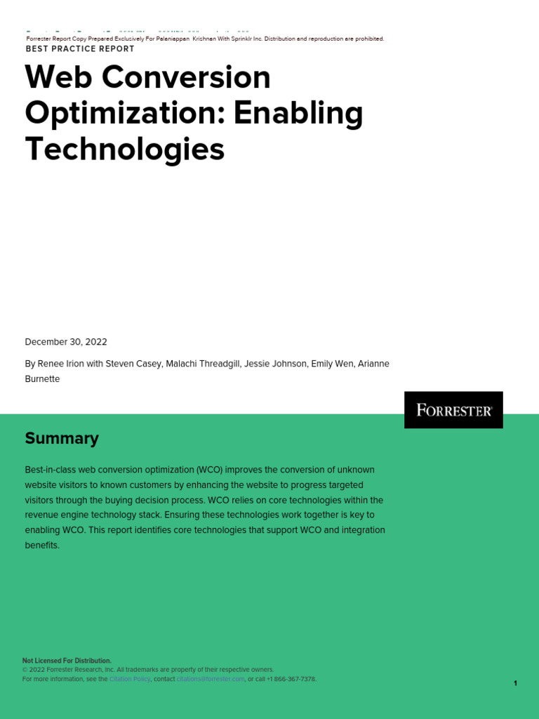 Web Conversion Optimization Enabling Technologies | PDF | Customer Relationship Management ...