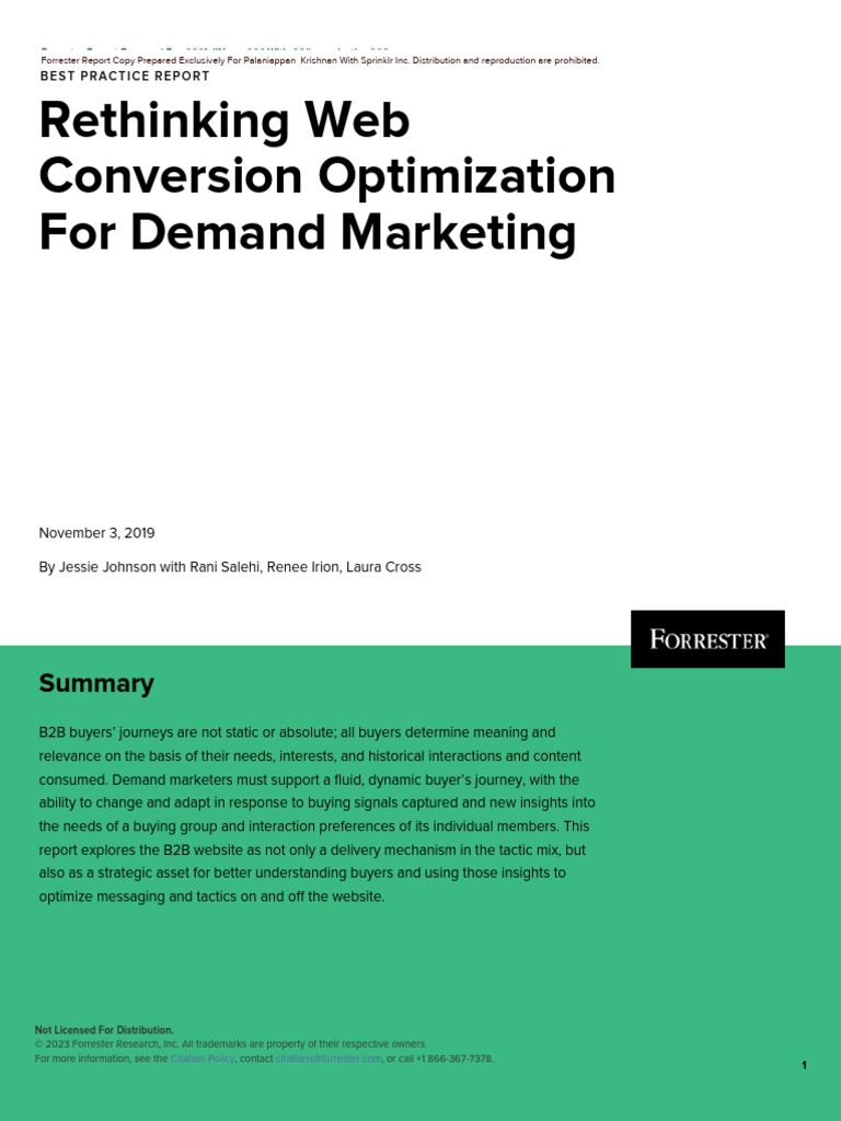 Rethinking Web Conversion Optimization For Demand Marketing | PDF | Marketing | Analytics