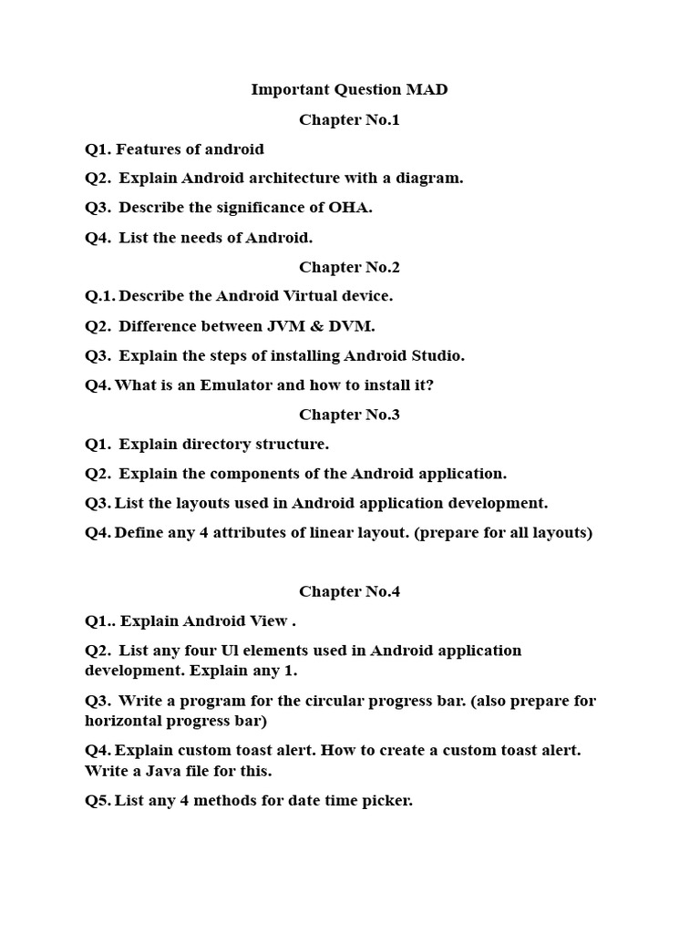 Important Question MAD | PDF