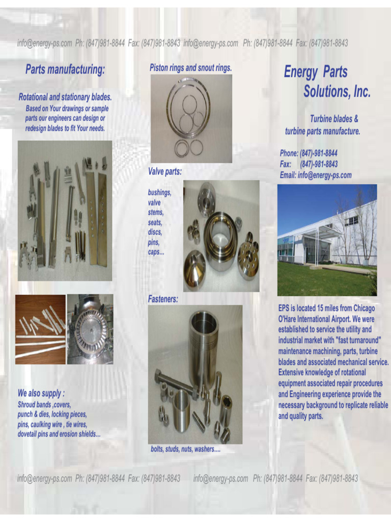 Energy Parts Solutions Brochure | PDF | Valve | Mechanical Engineering