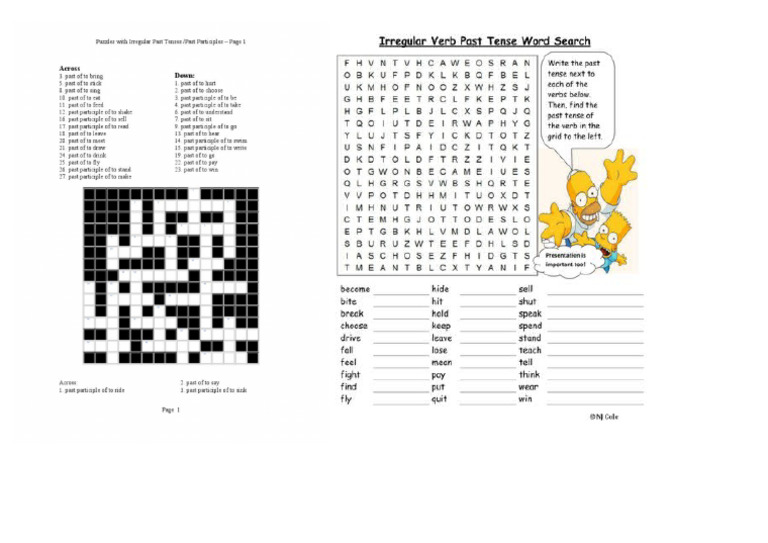 Irregular Verb Puzzle | PDF