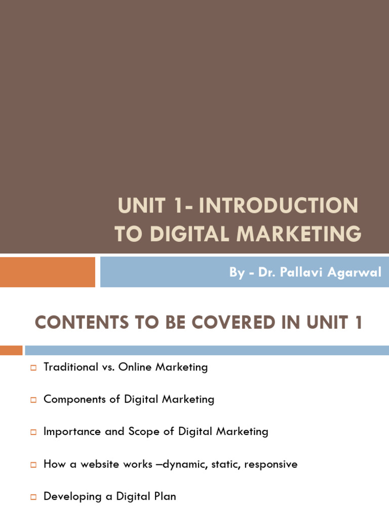 Unit 1 - Introduction To Digital Marketing | PDF | Digital Marketing ...