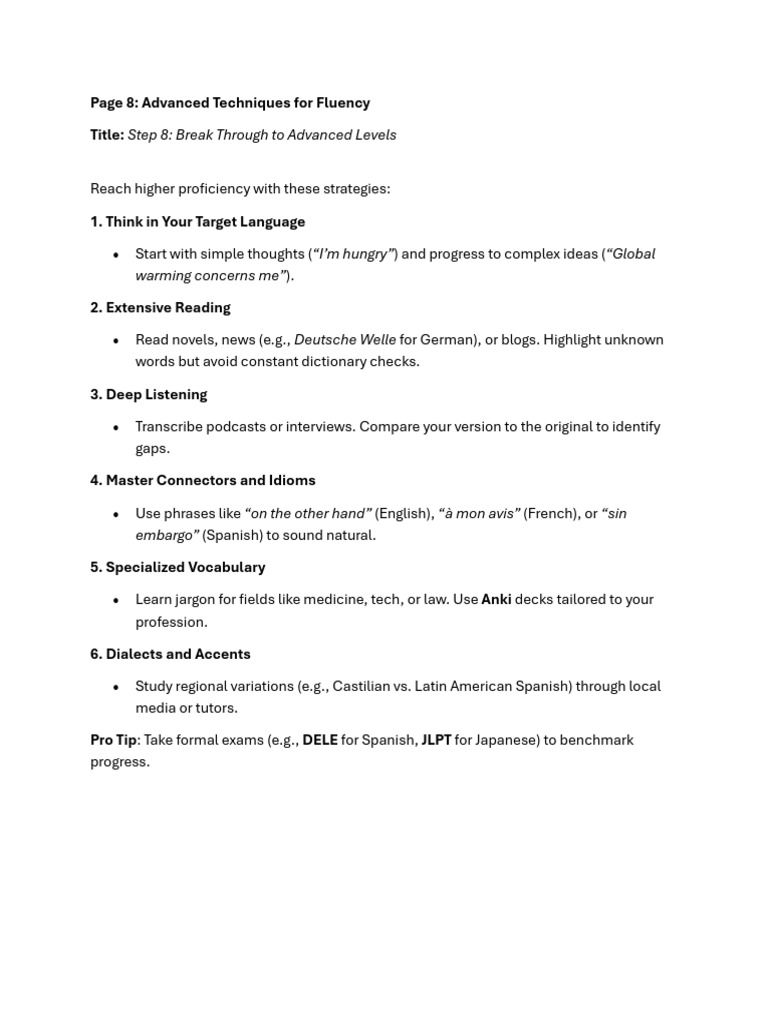 Advanced Language Fluency Techniques | PDF