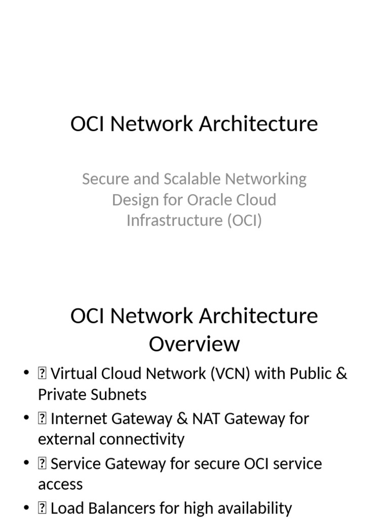 OCI Network Architecture | PDF